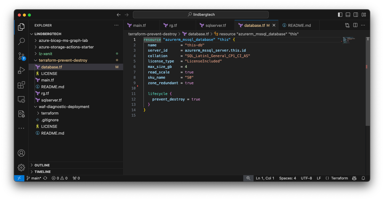 Manage the lifecycle of resources in Azure with Terraform