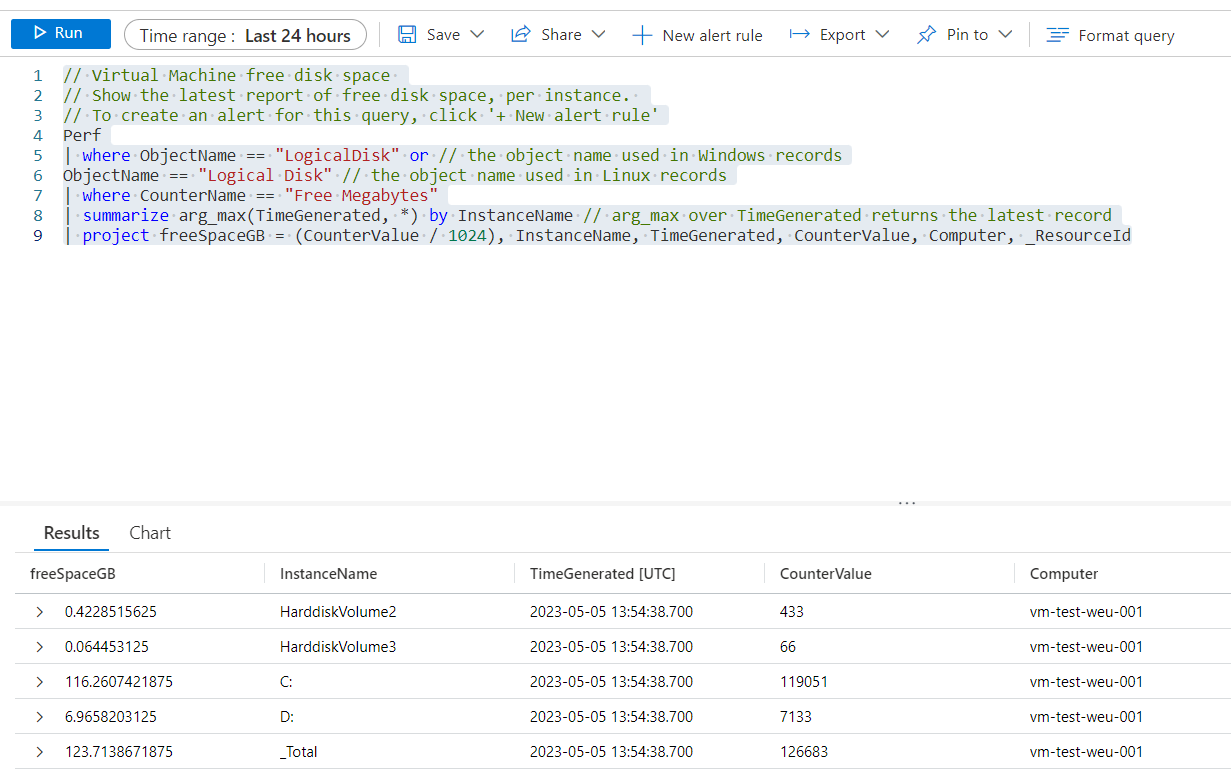 Avoiding Disk Space Issues on Azure VMs with KQL Query-Based Alerts